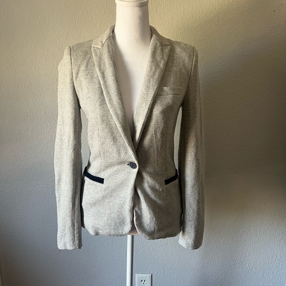Zara | Jackets & Coats | Zara Basic Jersey Knit Light Gray Blazer With ...